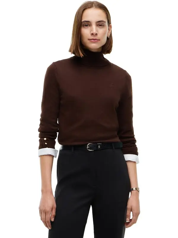 Tommy Hilfiger Merino Wool Turtleneck Sweater - Chocolate