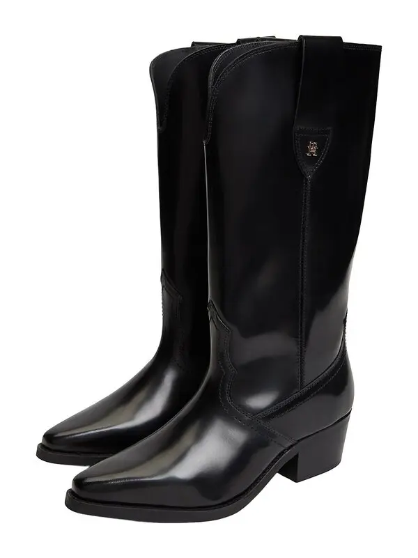 Tommy Hilfiger Leather Western Boot - Black
