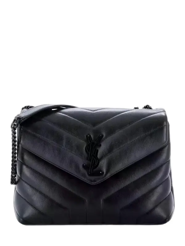 Saint Laurent Loulou Matelasse Chevron Leather Small Shoulder Bag - Black