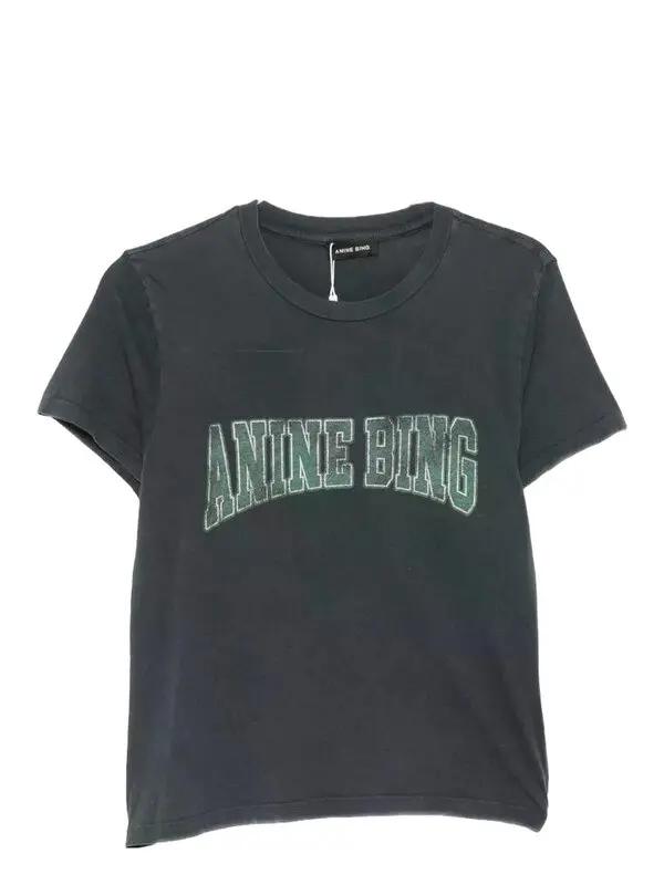 ANINE BING Shelley Logo-print Cotton T-shirt - Black