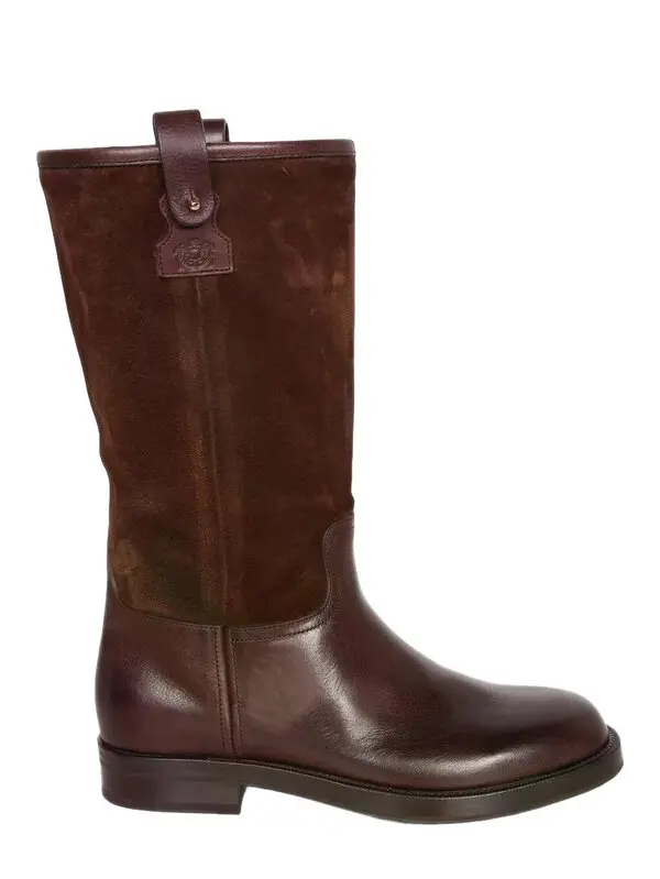 Church's Suede-panelled Leather Boots - Brown