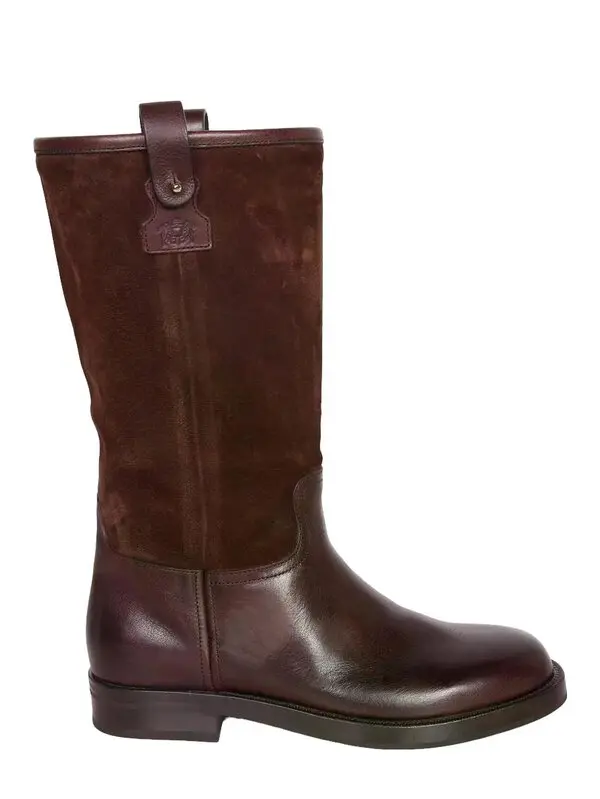 Church's Suede-panelled Leather Boots - Brown