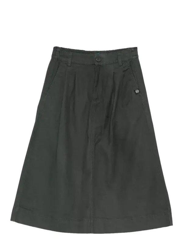AGNES B. Cotton Twill Midi Skirt - Green