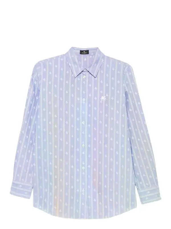 Etro Striped Floral-print Shirt - Blue