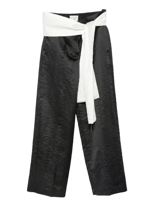 FORTE_FORTE Satin-finish Wide-leg Trousers - Black