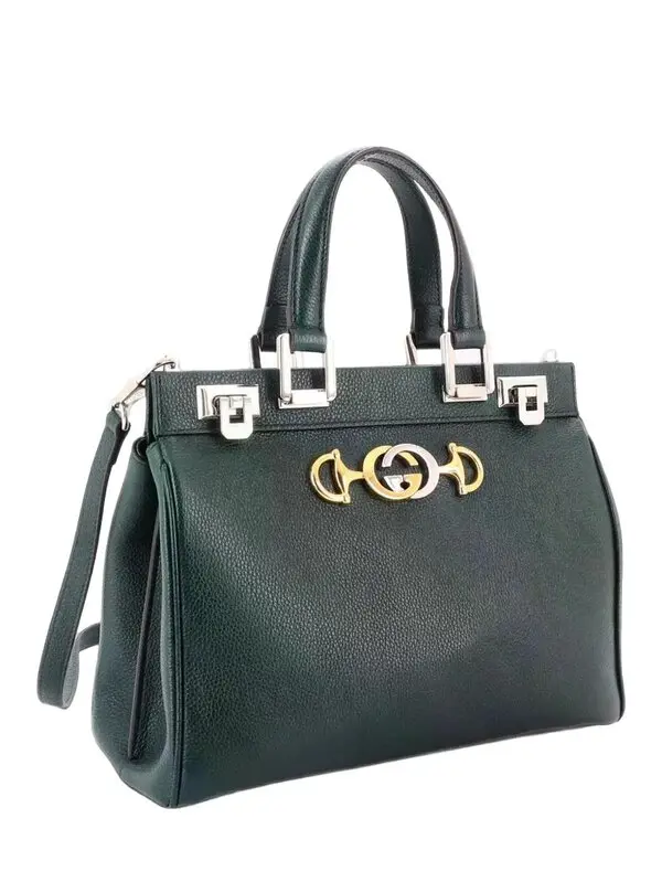Gucci Zumi Top Handle Bag Leather Small Satchel - Green