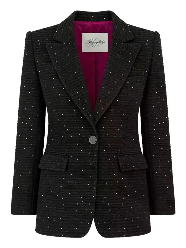 Redemption Sequin-embellished Tweed Blazer - Black