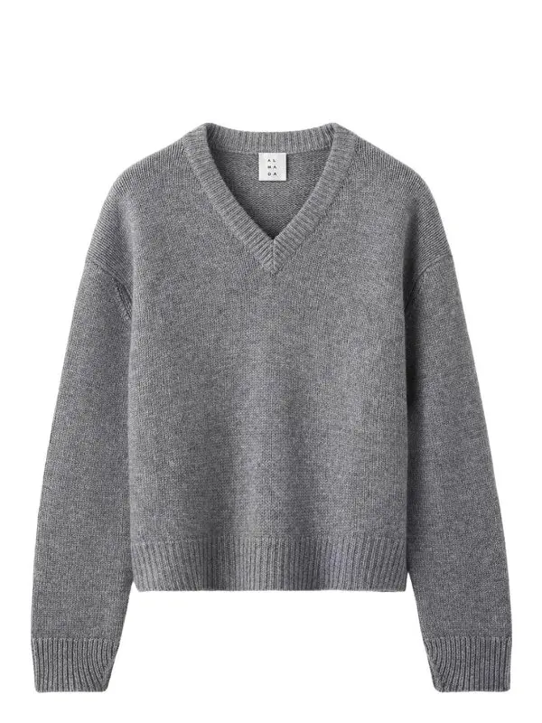 Almada Label Yara V-neck Knitted Sweater - Grey