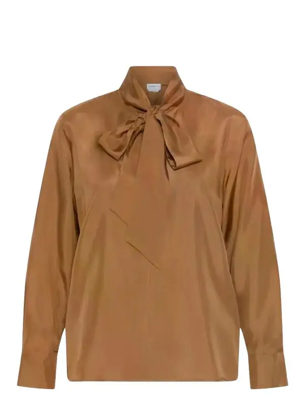 Marella Tie-neck Long-sleeve Blouse - Brown