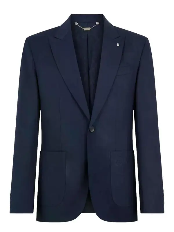 BILLIONAIRE Logo-embroidered Peak-lapel Blazer - Blue