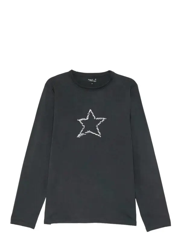 AGNES B. Star-print Long-sleeve T-shirt - Grey