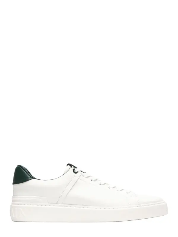Balmain B-court Smooth Leather Trainers - Green