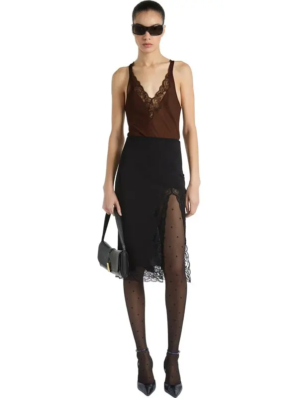 Balmain Knit Vest Top With Lace - Brown