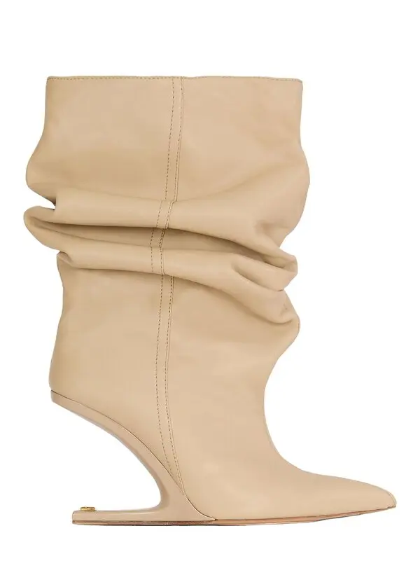 Balmain No Wedge Smooth Leather Ankle Boots - Beige