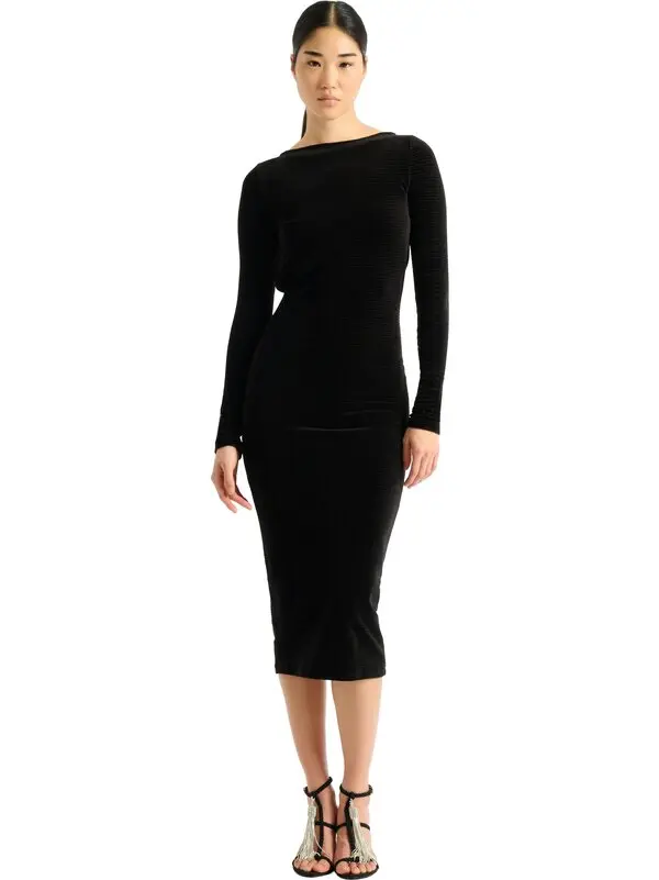 Balmain Long Velvet Dress - Black