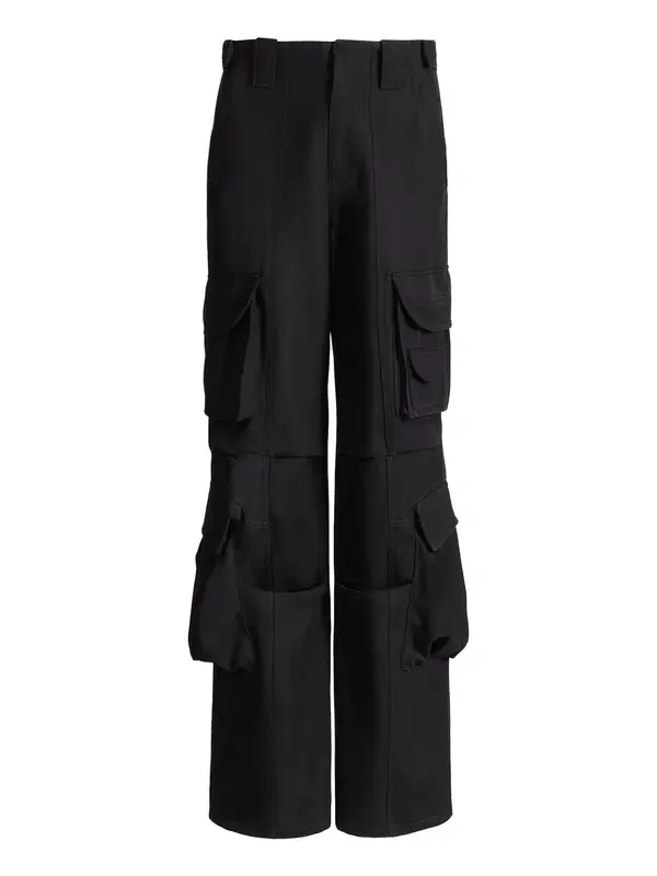 Balmain Wool Twill Cargo Pants - Black