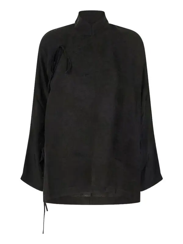 UMA WANG Jacquard Tie-fastening Top - Black
