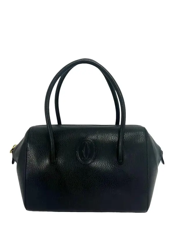 Cartier 20th Century Calf Leather Boston Bag - Black