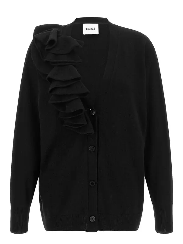 NUDE Ruffle Cardigan - Black