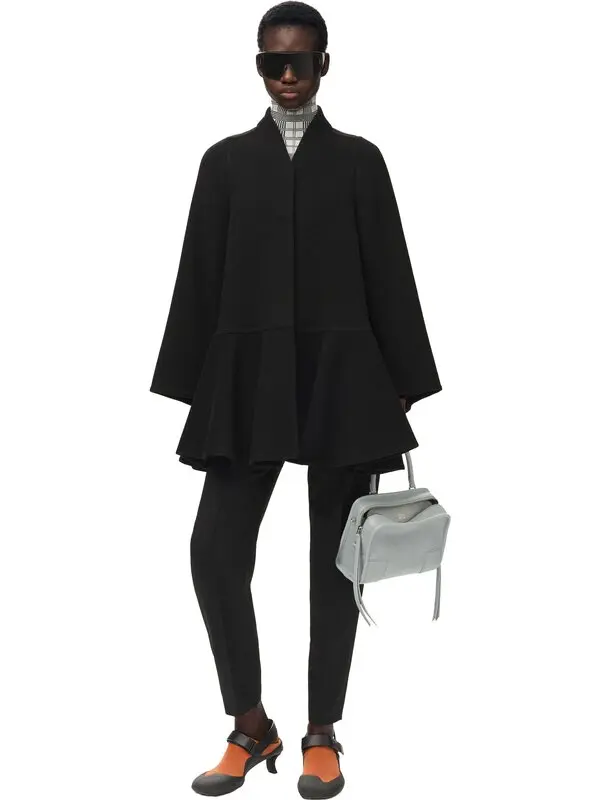 Loewe Short Coat In Wool And Cashmere - Black