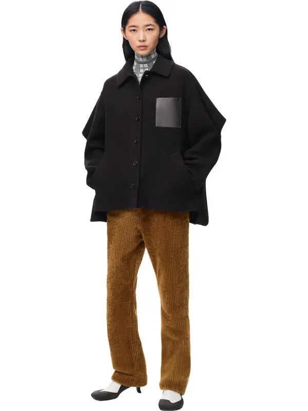 Loewe Cape Coat In Wool And Cashmere - Black