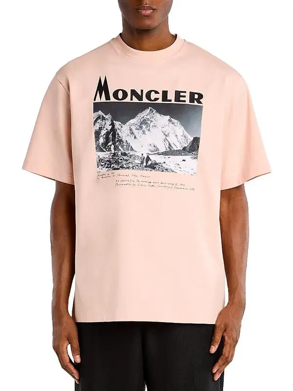 Moncler Cotton Photo Print Crewneck T-shirt - Open Red