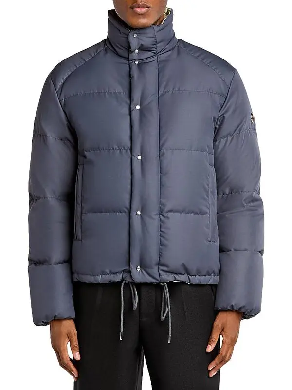 Moncler Verone Stand Collar Quilted Down Puffer Jacket - Medium Grey