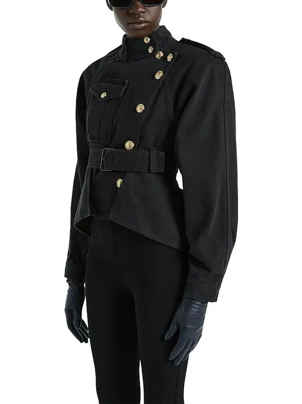 Balmain Denim Peplum Jacket - Black