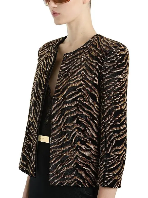 Balmain Velvet Jacket With Tiger Embroidery - Multicolor