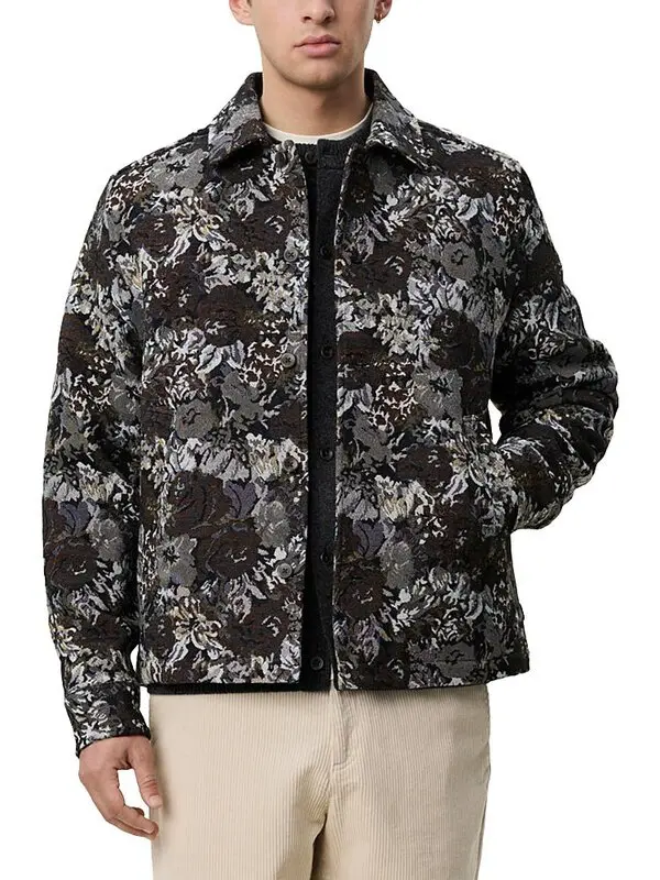 LES DEUX Rose Jacquard Button Overshirt - Dark Sand