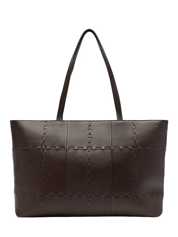 Whistles Whipstitch Large Leather Tote - Chocolate