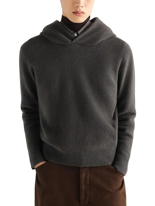 LEMAIRE Hooded Cashmere Blend Sweater - Stone