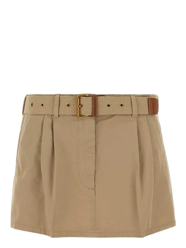 Miu Miu Beige Gabardine Mini Skirt - Brown