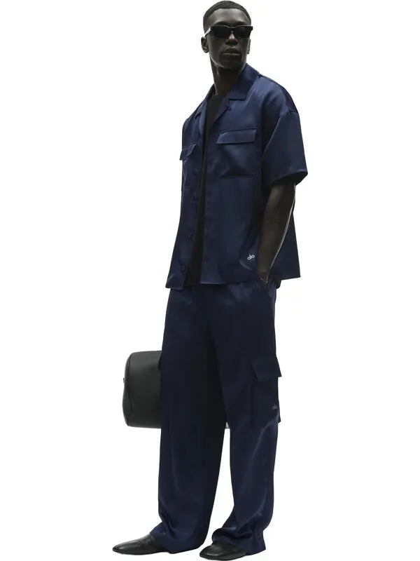 Alo Yoga Satin Horizon Straight Leg Cargo Pants - Navy