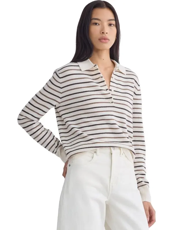 Everlane Fine Cashmere Classic Polo Sweater - Snow