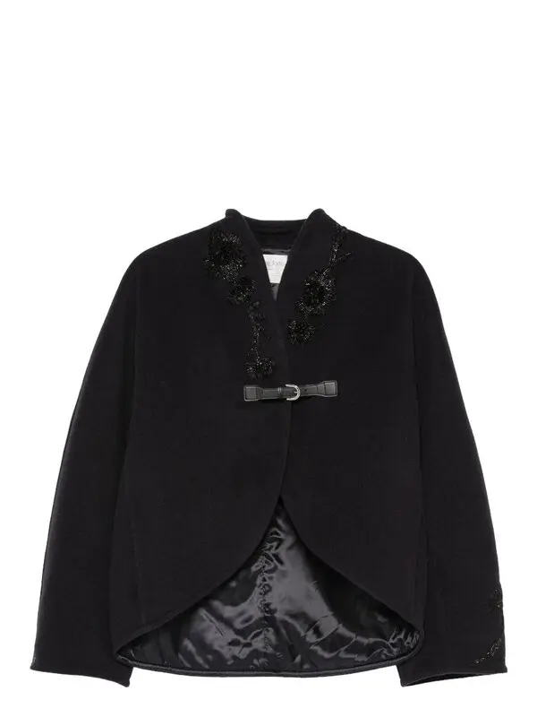 FORTE_FORTE Wool Blend Cropped Coat - Blue