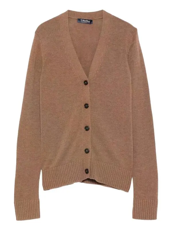 Max Mara Logo-embroidered V-neck Cardigan - Brown