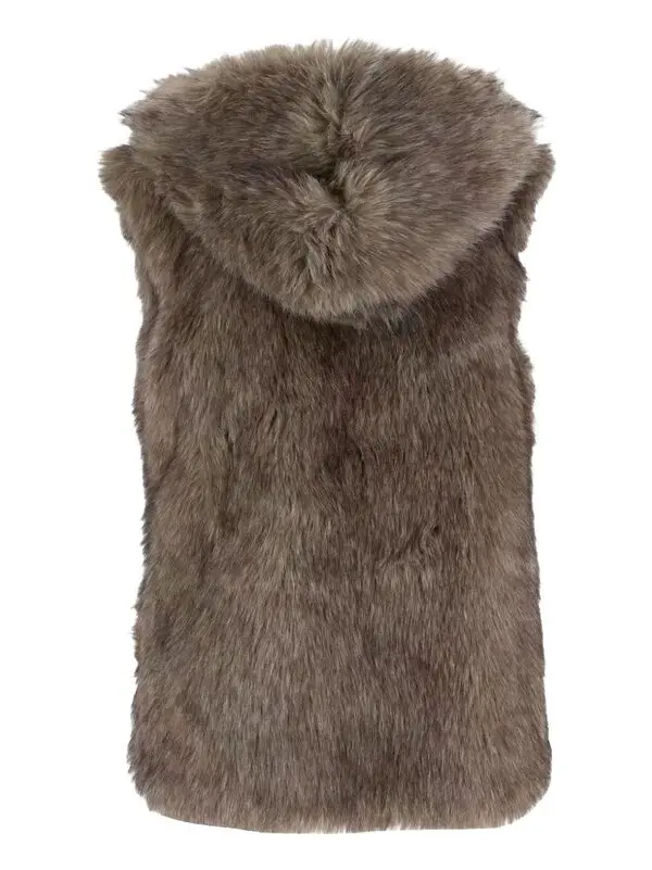 ELEH Faux-fur Hooded Gilet - Brown
