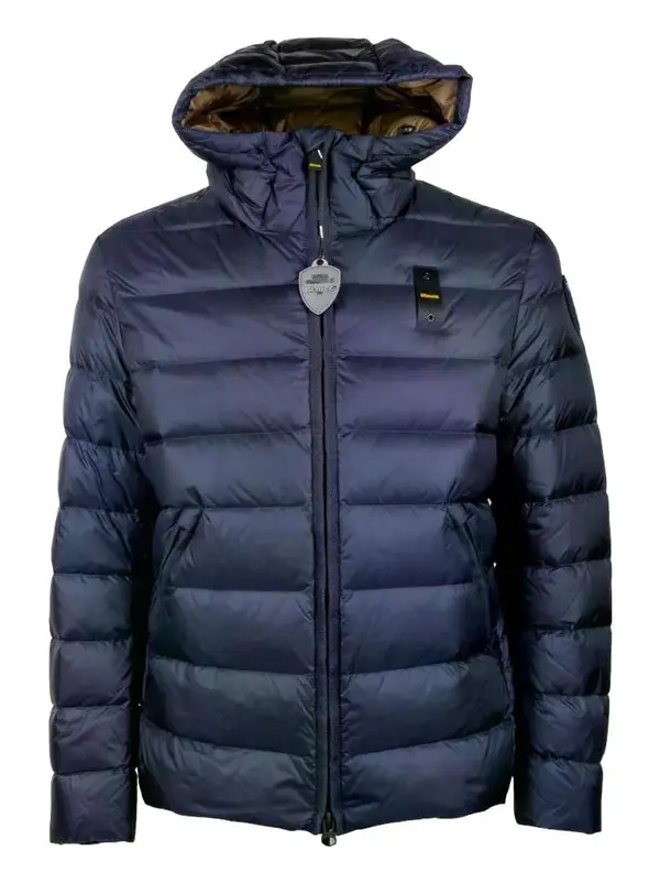 BLAUER. Quilted Hooded Jacket - Blue