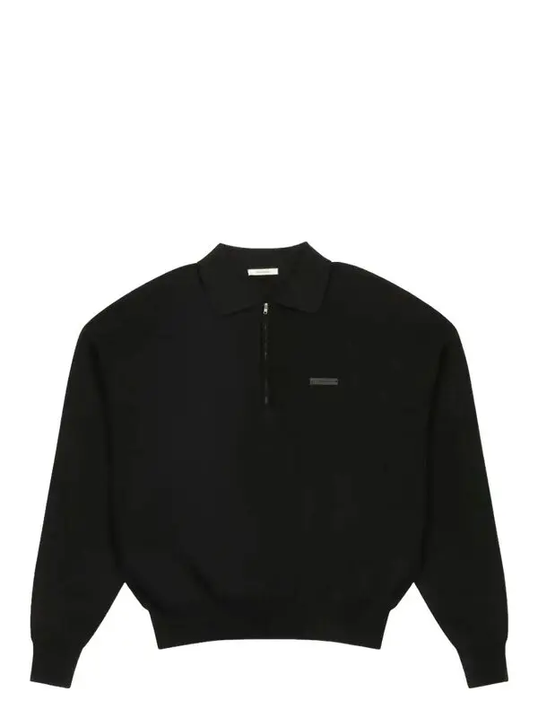 ENTIRE STUDIOS Quarter-zip Logo-plaque Polo Shirt - Black