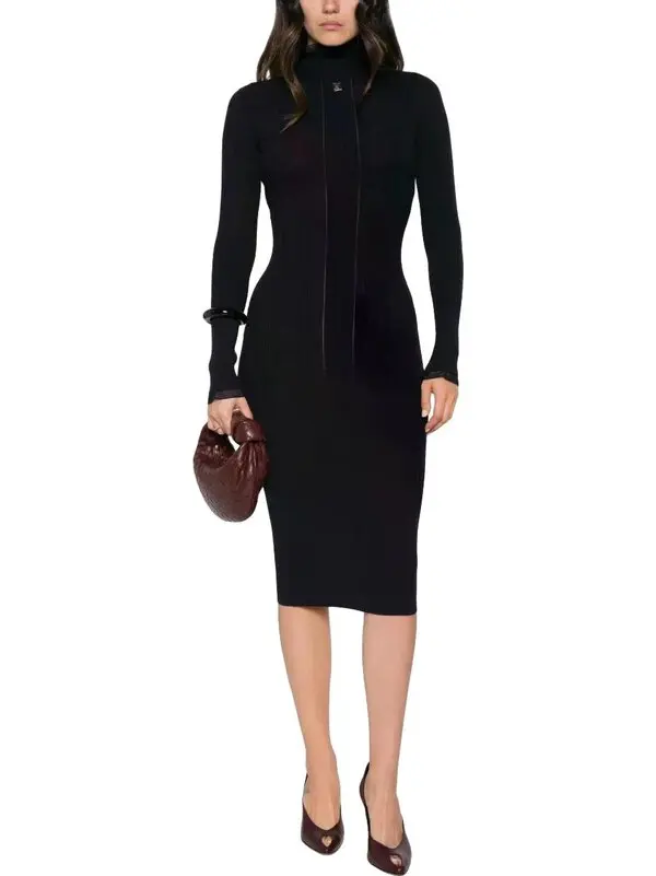 Elisabetta Franchi Ribbed-knit High-neck Midi Dress - Blue