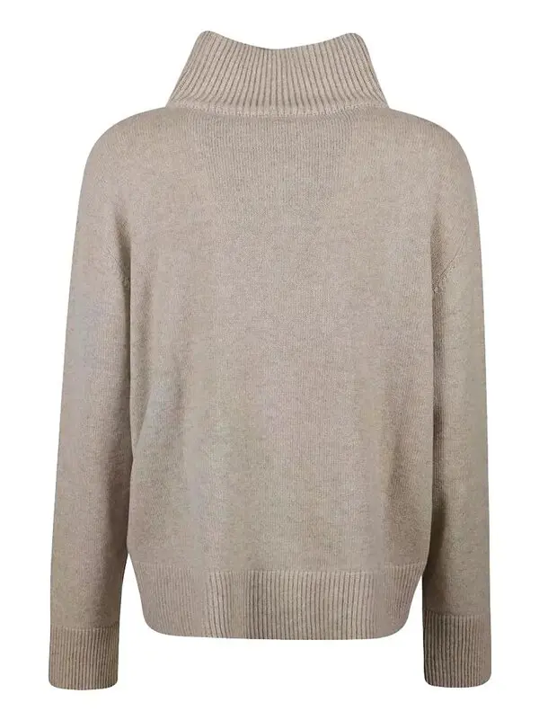 ANAII Ribbed Half-zip Sweater - Neutrals