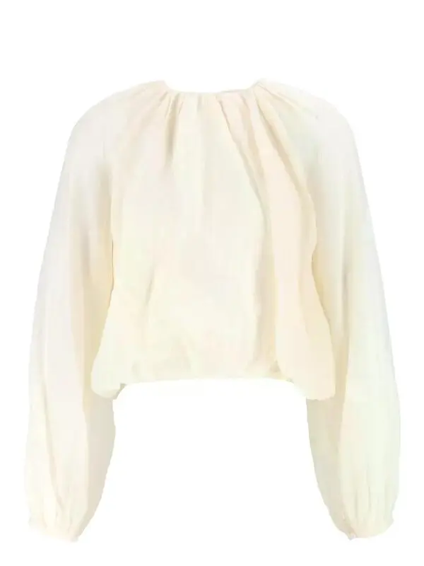 ELEH Gathered Balloon-sleeve Blouse - Neutrals