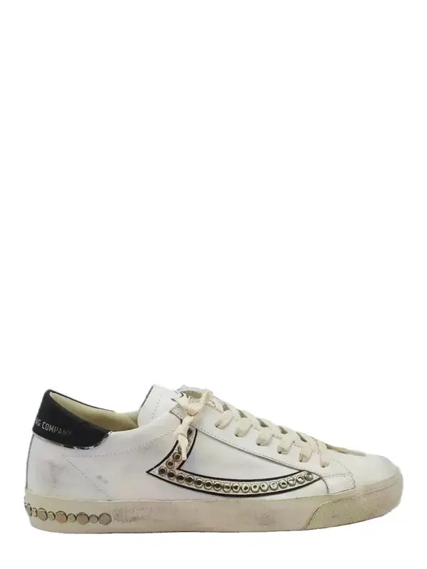 HTC LOS ANGELES Vipers Studded Distressed Sneakers - White