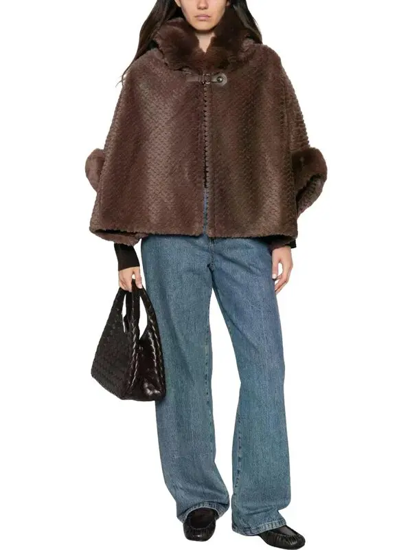 Liu Jo Faux-fur Hooded Cape - Brown