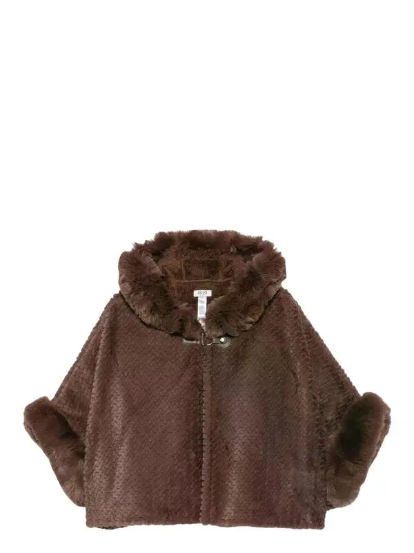 Liu Jo Faux-fur Hooded Cape - Brown