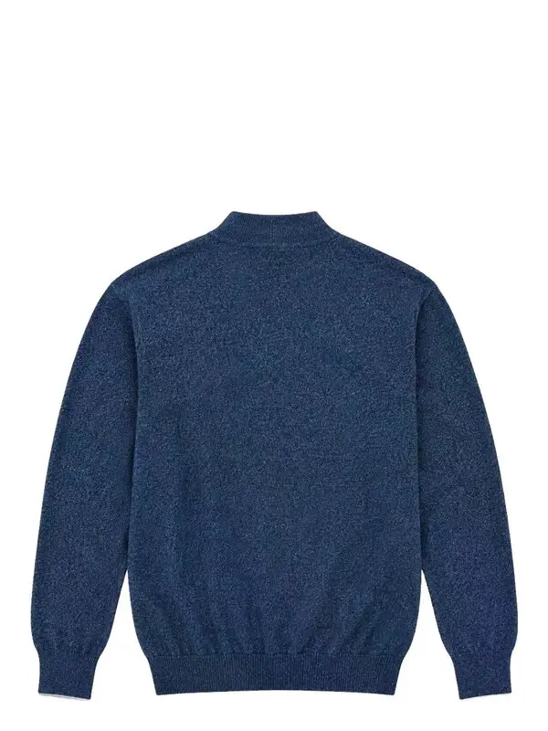 Brunello Cucinelli Mouliné Cashmere Sweater With Half-zip - Blue
