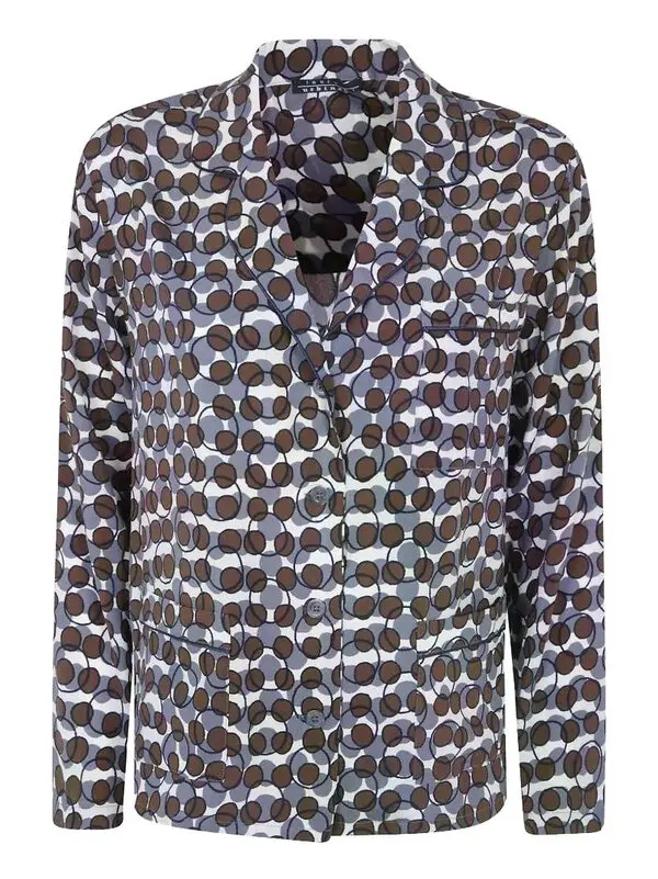 LAURA URBINATI Geometric-print Silk Shirt - Grey
