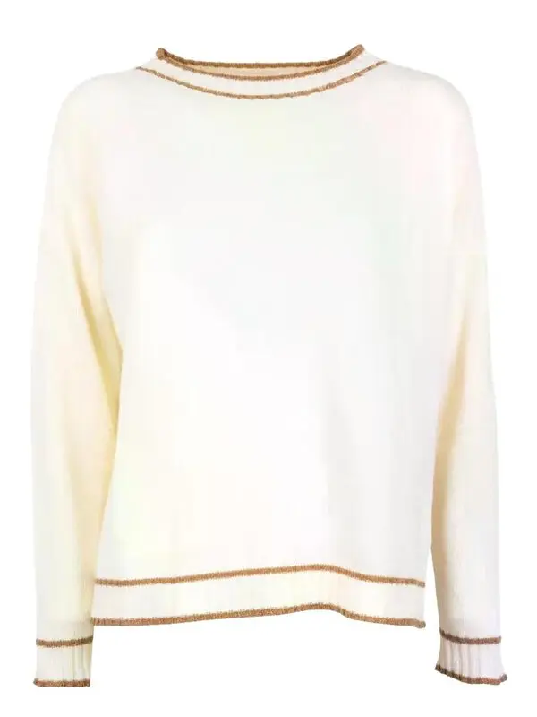 CINQUE Stripe-trim Long-sleeve Sweater - Neutrals