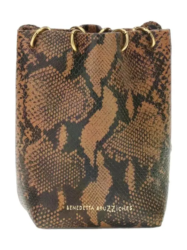 Benedetta Bruzziches Doudou Petite Snake-effect Bucket Bag - Brown
